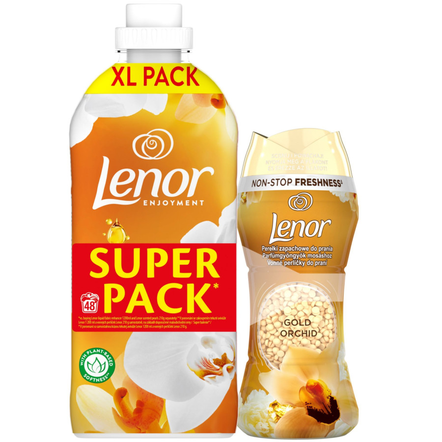 Lenor Super Pack 1,2L aviváž + 210g perličky Gold Orchid | Eshop Tham ...
